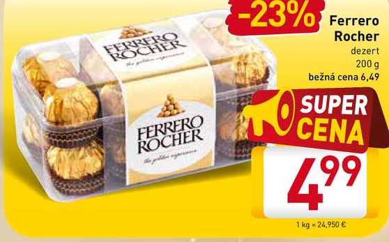 Akcia na Ferrero Rocher 200 g za 4,99 €, Sladkosti, sušienky v Billa ...